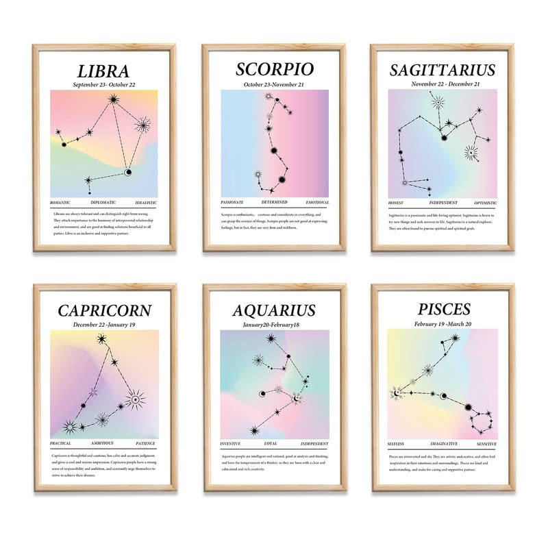 Amazon.com: Twelve Constellations Canvas Posters Set of 6,Astrology ...
