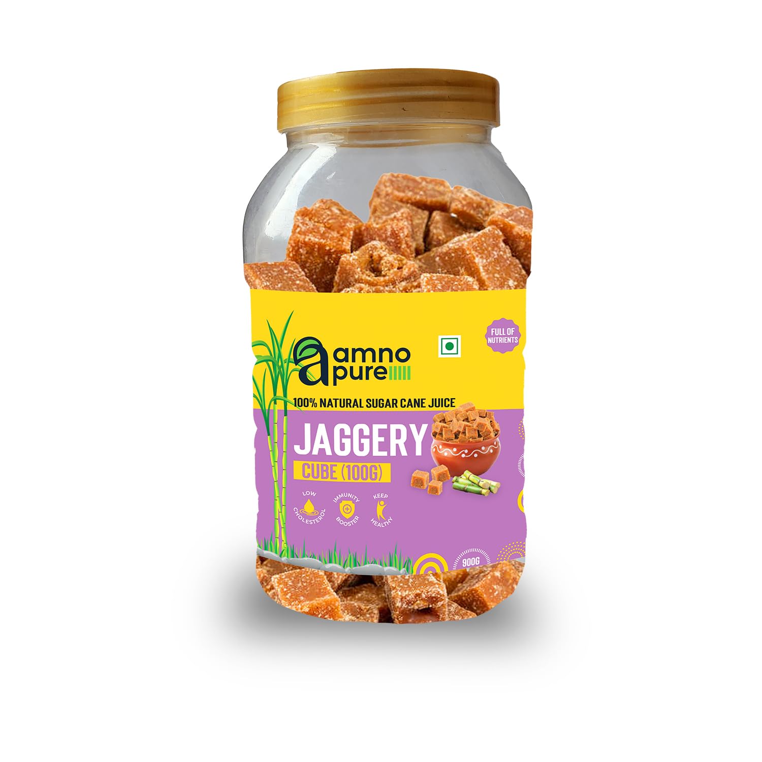 Amno Pure Natural Sugar Cane Jaggery 100G Cube | Cholestrol free, fat free, Full of Nutrients ...