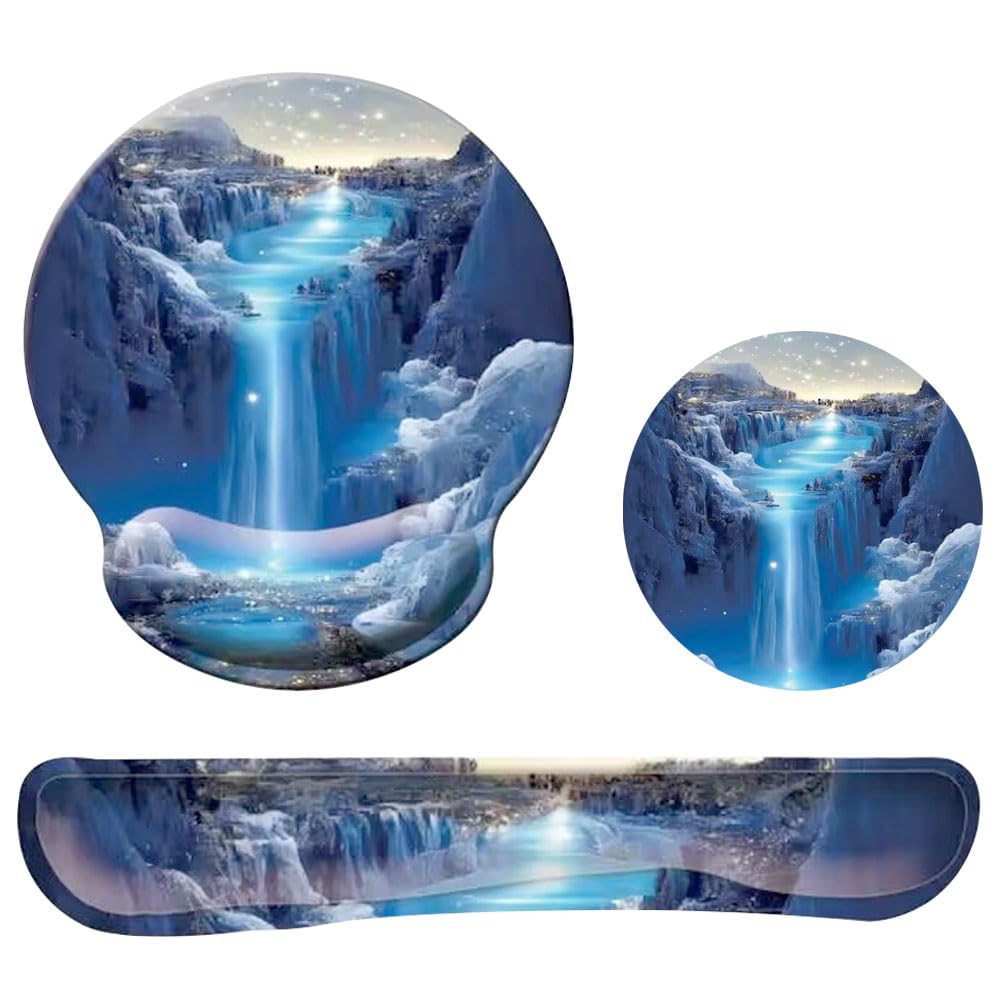 3-in-1 Mouse Mat Set, Wrist Rest Mat Keyboard Mat with Anti-Skid ...