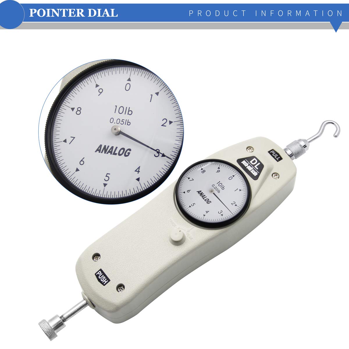 Snapklik.com : BAOSHISHAN 10lb Push Pull Force Gauge Force Tester Meter
