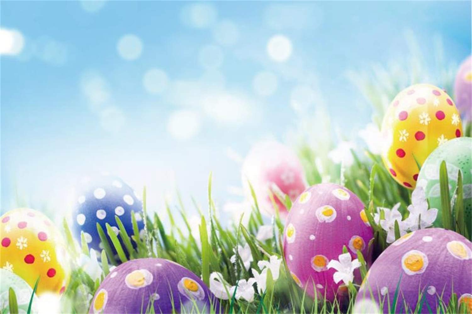 Amazon.com : Laeacco 10x7ft Spring Easter Backdrop Colorful Painted ...