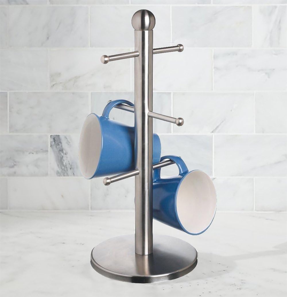 Amazon.com: Stainless Steel Mug Tree Stand for 6 Small Mugs and Coffee ...