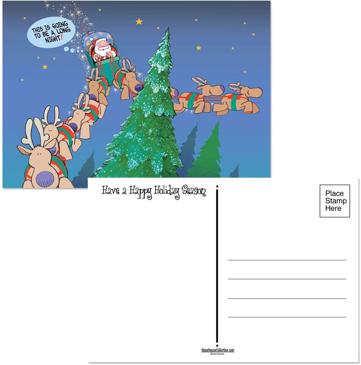 Amazon.com : Funny & Cute Merry Christmas Themed Blank Postcards For ...