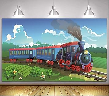 Amazon.com : GYA 7x5ft Stream Train Party Theme Backdrop for ...