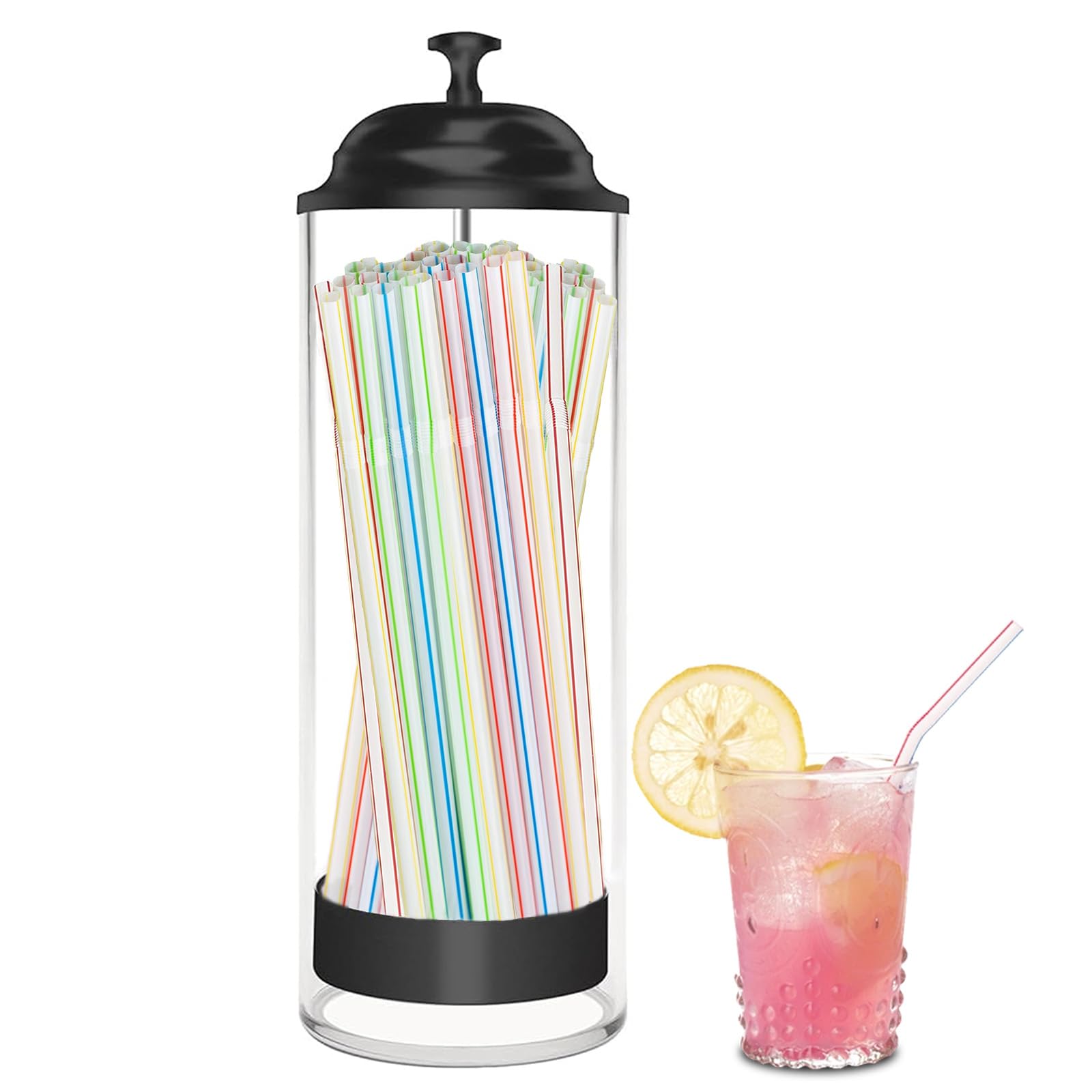 Amazon.com: JIZHOUYAO Straw Holder Dispenser 100 PCS Striped Straws ...