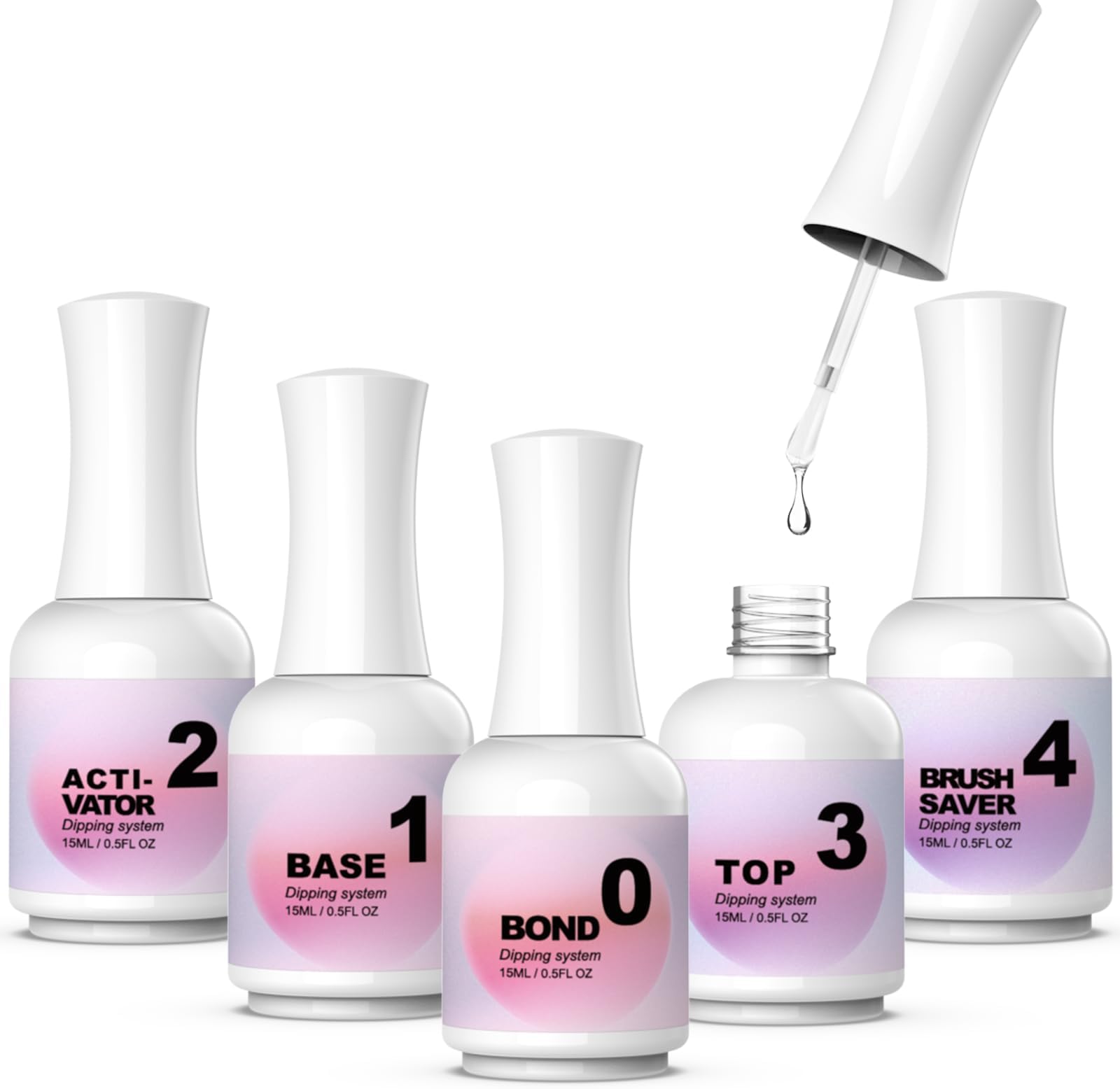 Amazon.com: 5pcs Dip Powder Liquid Set - 15ml/0.5oz Bond Base Activator ...
