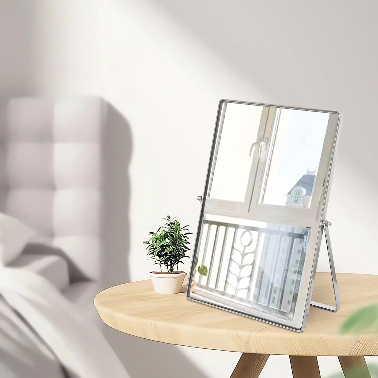 Hosoncovy Desktop Mirror with Stand Metal Frame Vanity Mirror Makeup ...