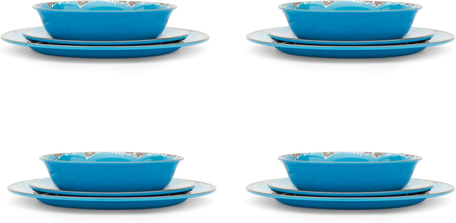 Amazon.com | Fox Run Melamine Dinnerware Set, Dark Blue, 12 Piece ...