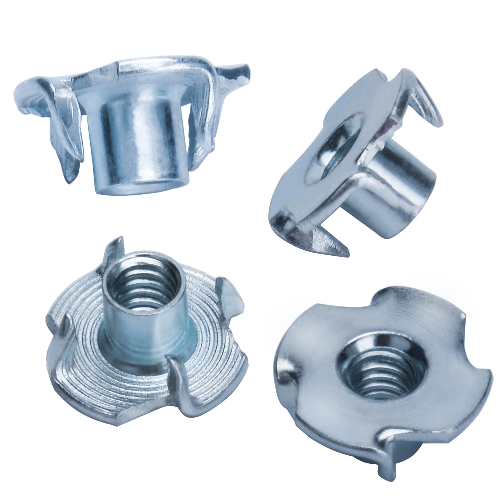 Amazon.com: 1/4"-20 T-Nuts (100 Pack), T-Nut 4 Pronged Tee Nut Zinc ...