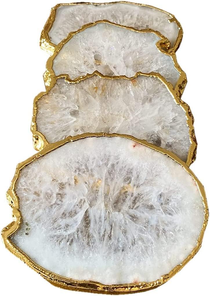 Amazon.com: Mr. Stone Creations White Agate Coasters – Set of 4 Natural ...