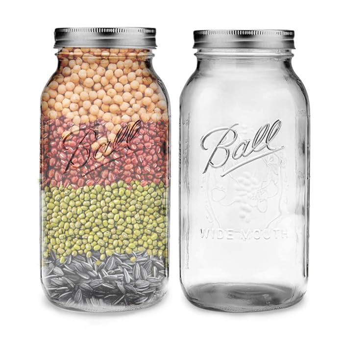 Buy Wide Mouth Mason Jars 64 oz - 1/2 Gallon Mason Jar - Ball Mason ...