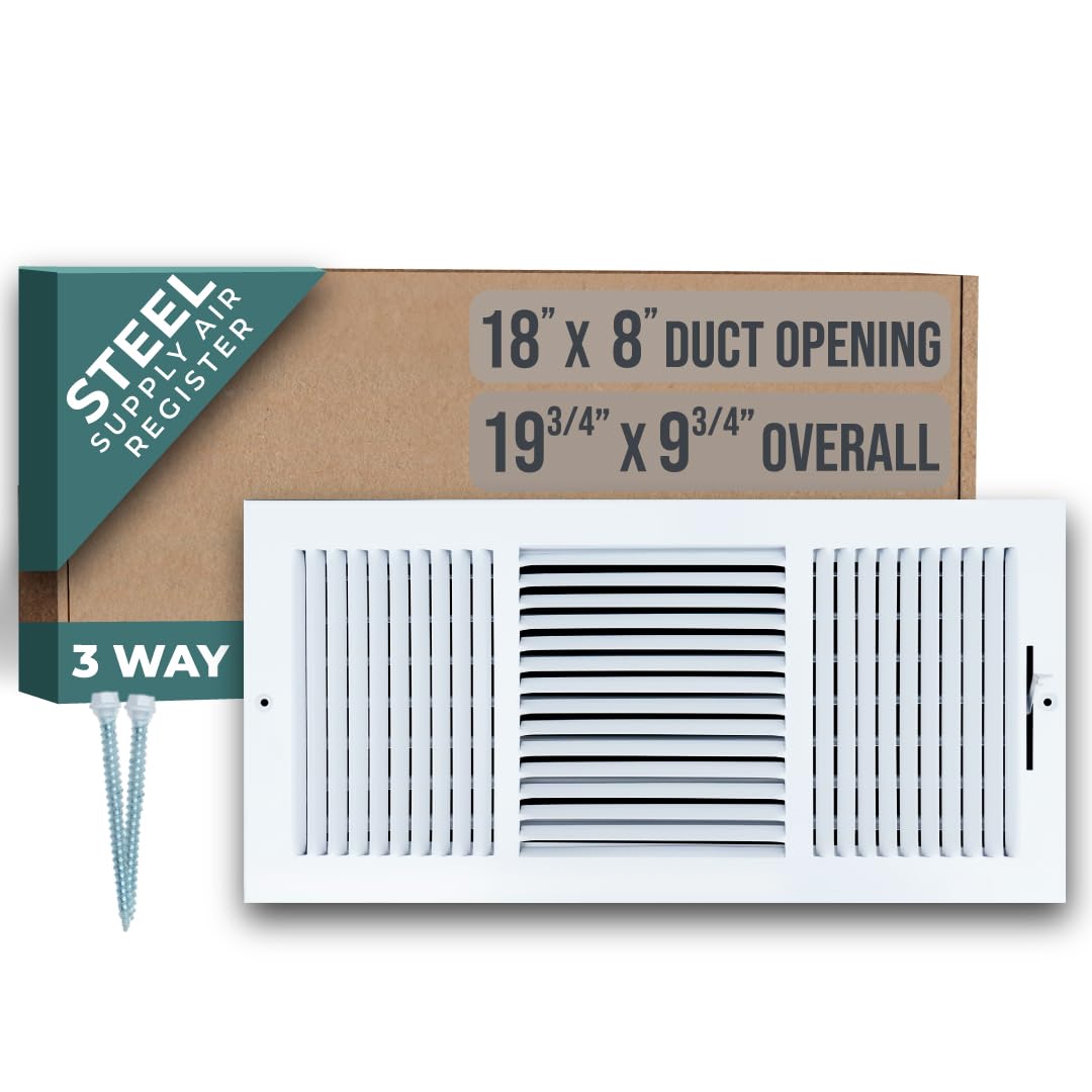 Snapklik.com : Fits 18x8 Duct Opening 3 Way Steel Air Supply Diffuser By Register Vent Cover ...