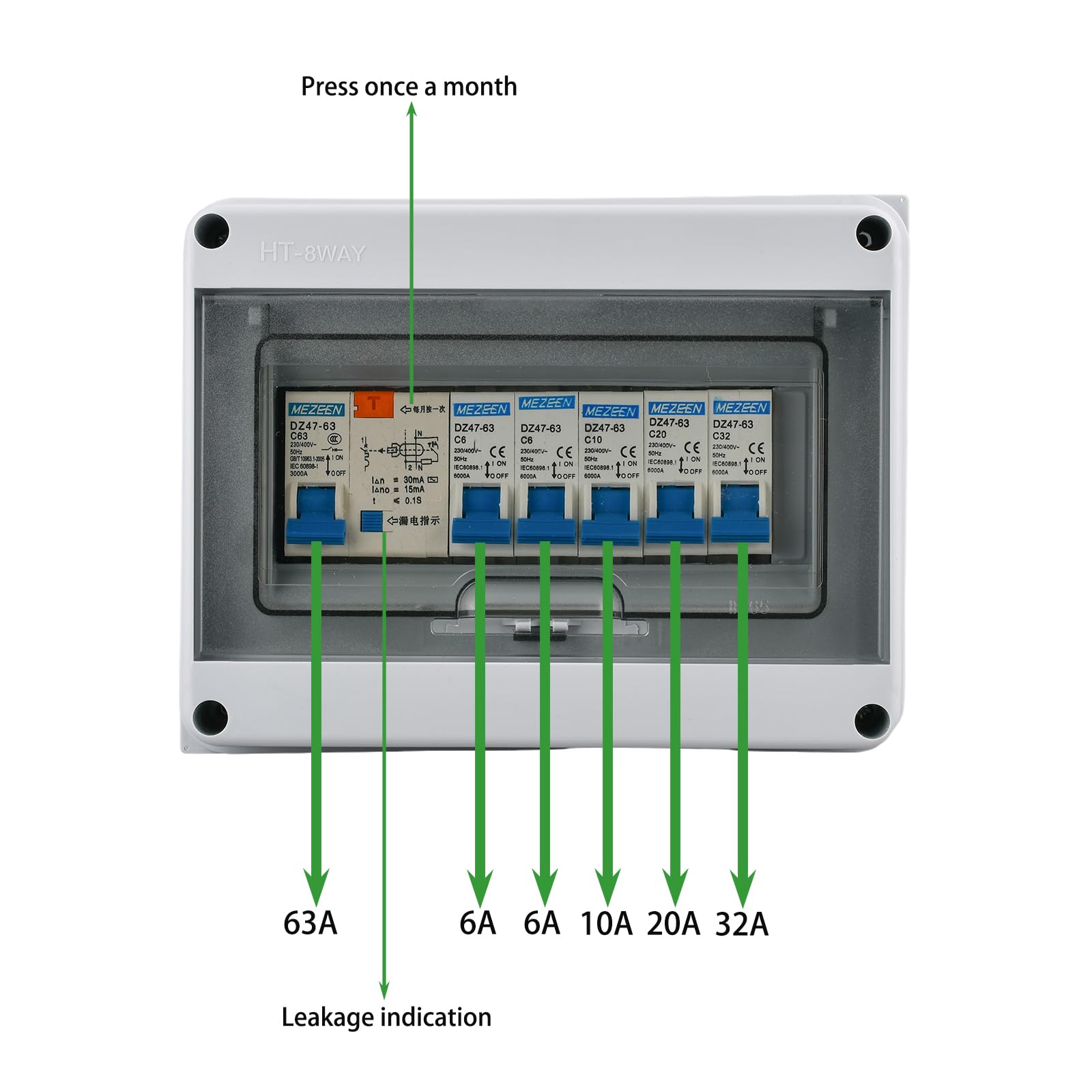 Tulabu 8 Way Circuit Breakers with Waterproof Distribution Box Outdoor ...