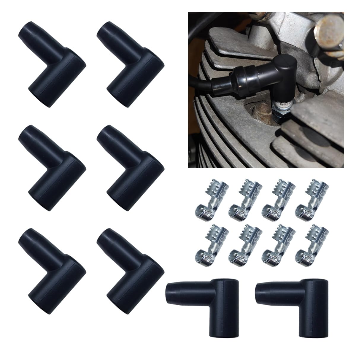 Amazon.com: 8 PCS Car Spark Plug Boot Terminal Kit, 90 Degree HEI ...