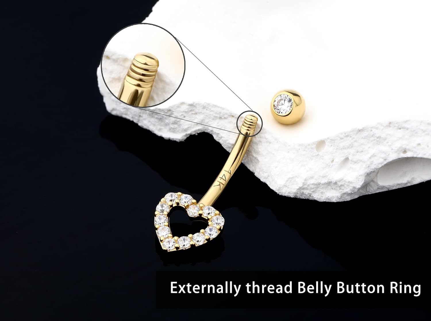 Amazon.com: Melighting Gold Belly Button Rings 14K Real Gold Belly ...