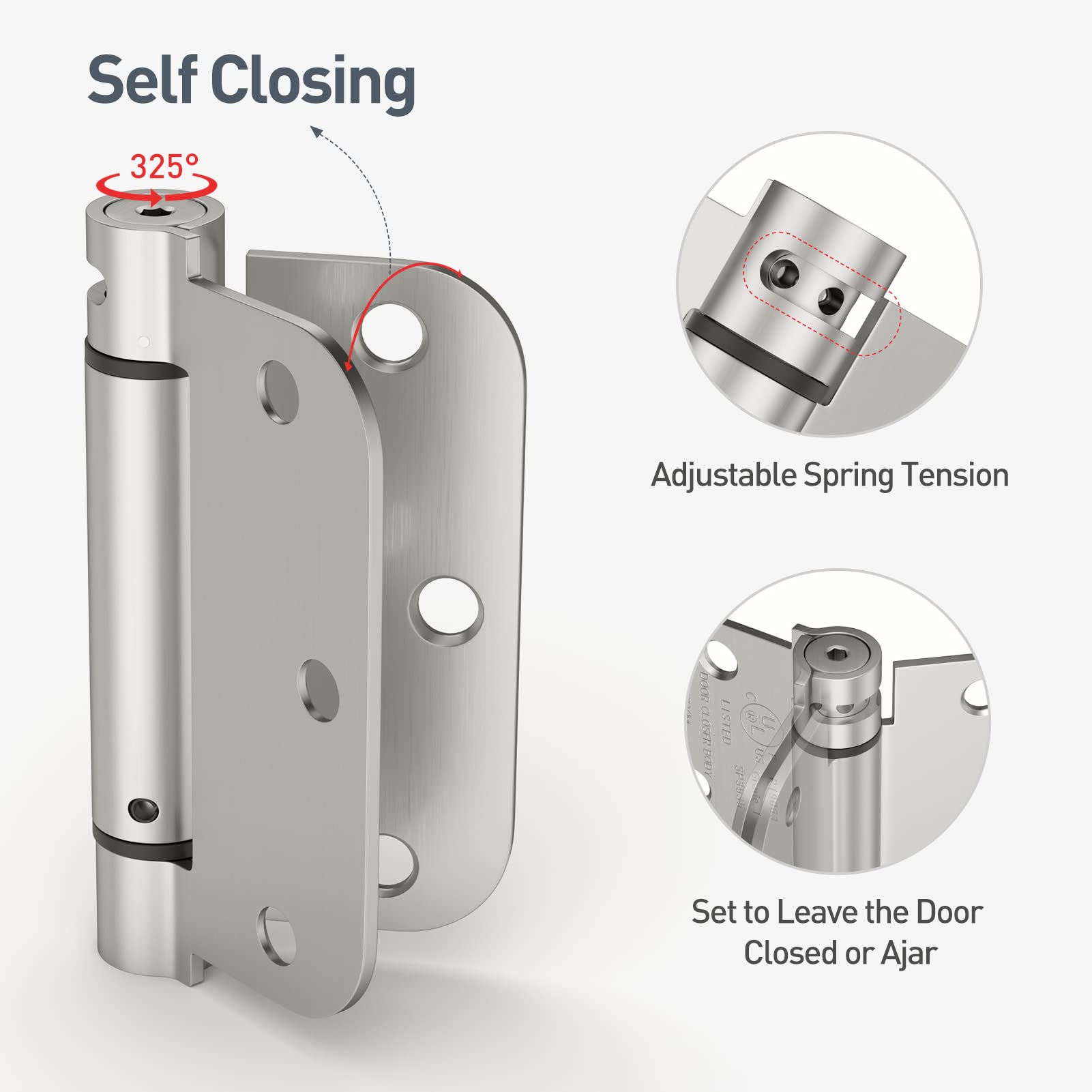 Snapklik.com : Self Closing Door Hinge 3.5 Inch, Spring Hinge ...