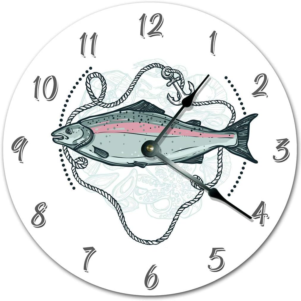 Amazon.com: Sugar Vine Art 10.5" Atlantic Salmon Drawing Clock - Living ...