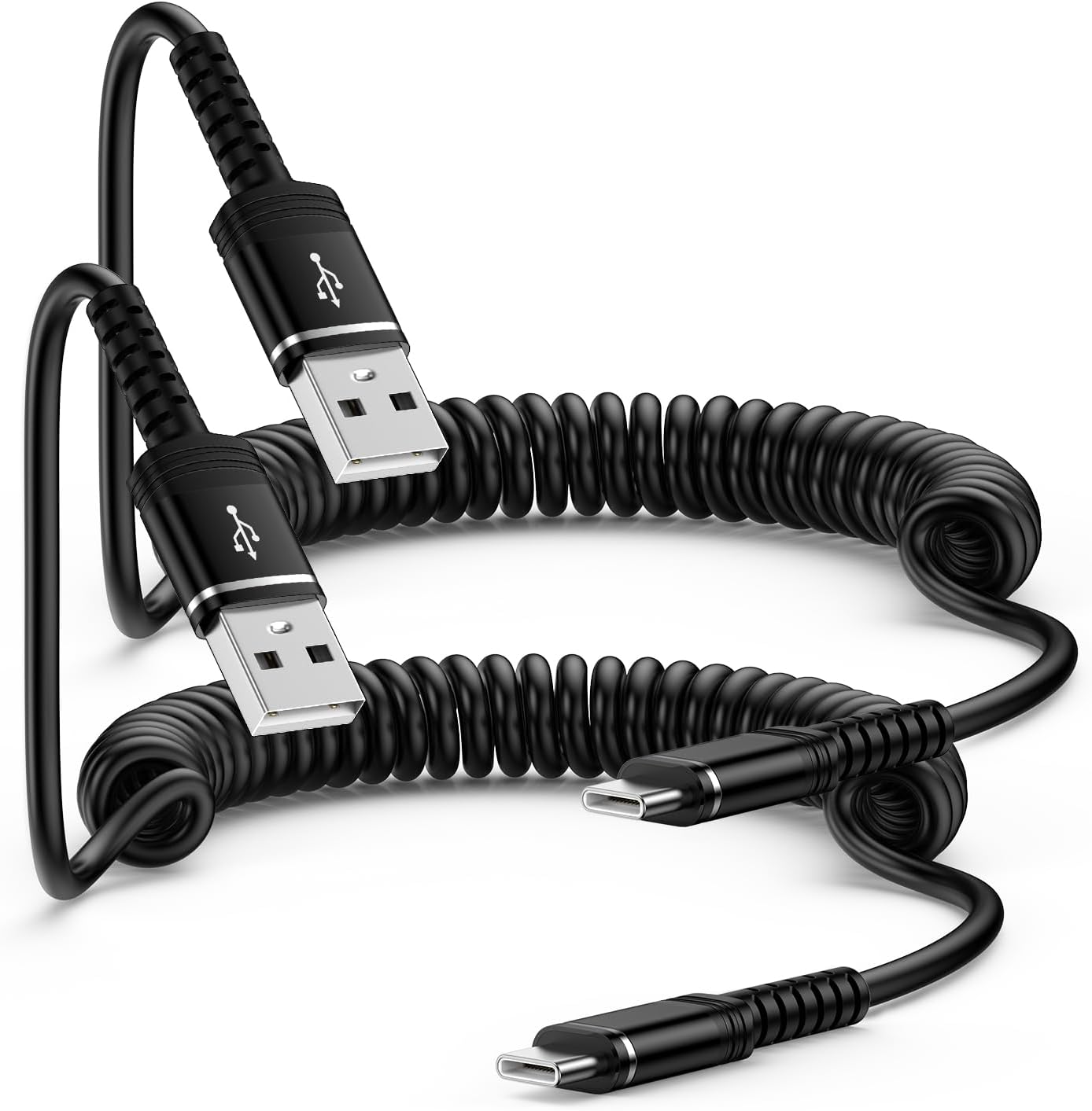 Amazon.com: USB Type C Coiled Cable Fast Charging (3FT/5FT), 2Pack ...