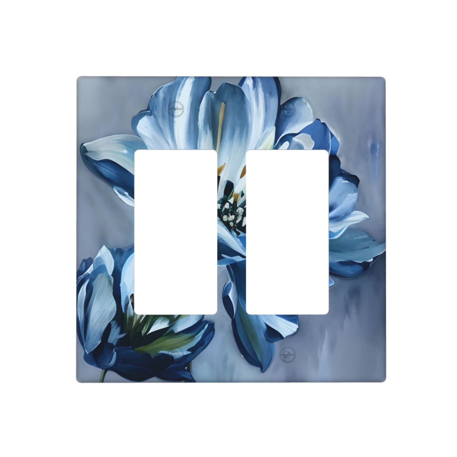 Snapklik.com : Blue Flowers Light Switch Cover Plate Decorative 2 Gang ...