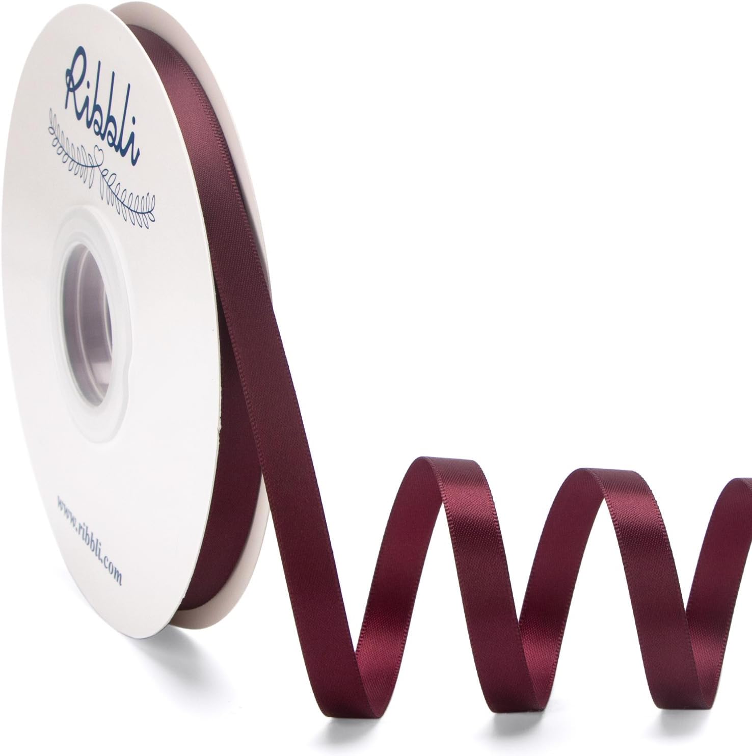 Amazon.com: Ribbli Burgundy Satin Ribbon Double Faced Satin 3/8 Inch x ...