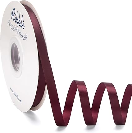 Amazon.com: Ribbli Burgundy Satin Ribbon Double Faced Satin 3/8 Inch x ...