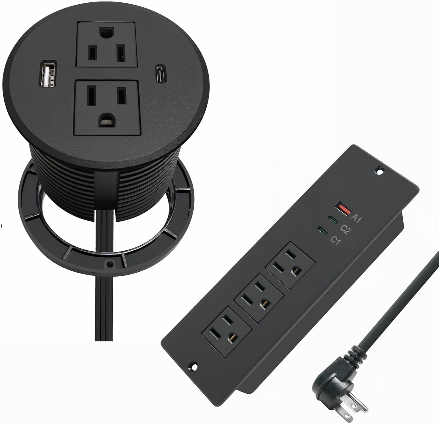 Amazon.com: 45W Recessed Power Strip USB C,Flush Mount Desk Power ...