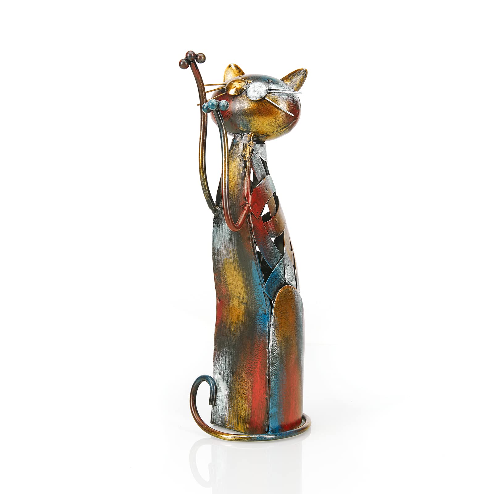 Aayla 13.1" H Cat Statue - Metal Iron Cat Figurine Kitchen DÃ©cor Oil ...