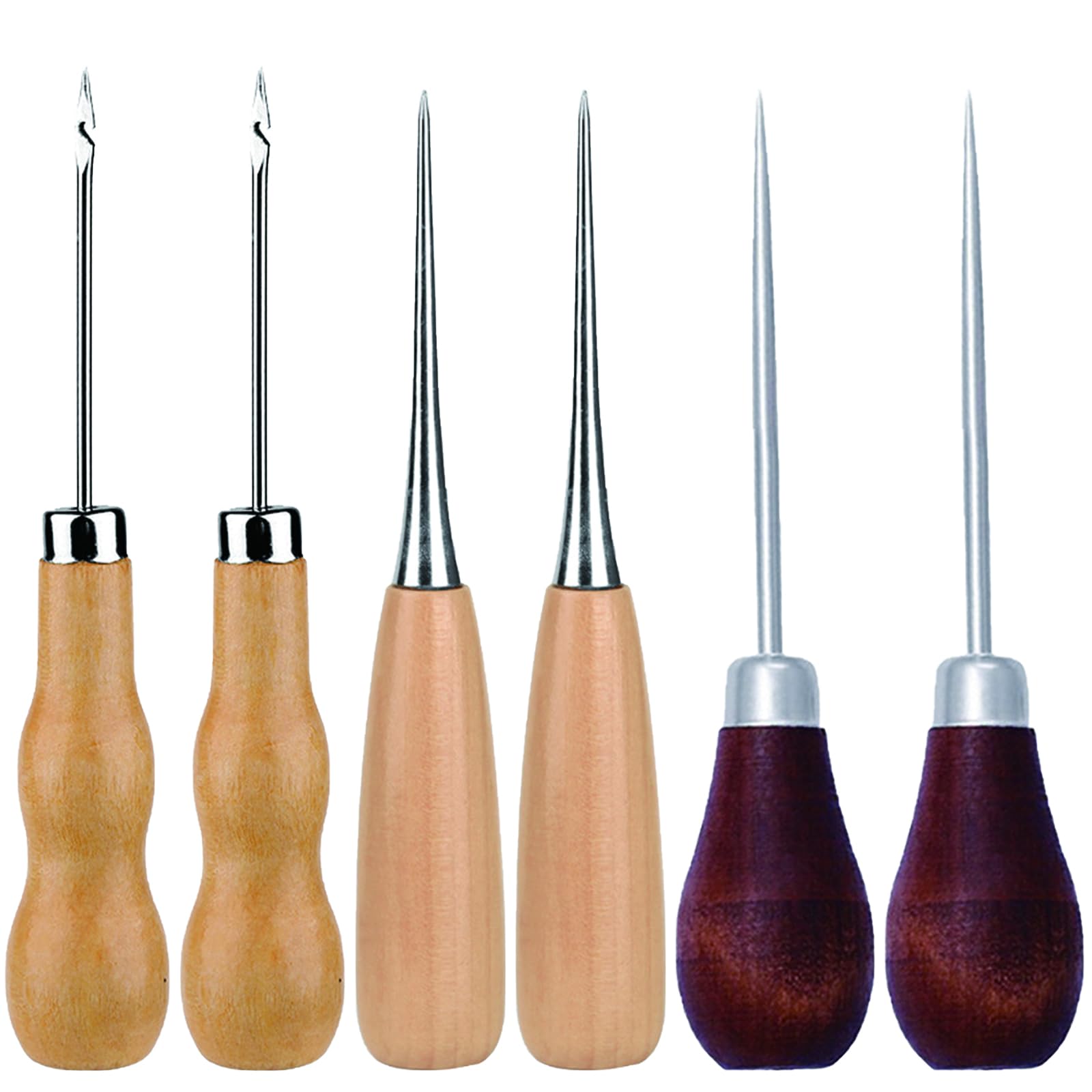 6Pcs Bradawl, 3 Types Wooden Awl Tool Gourd Shape Awl Tailors Awl ...