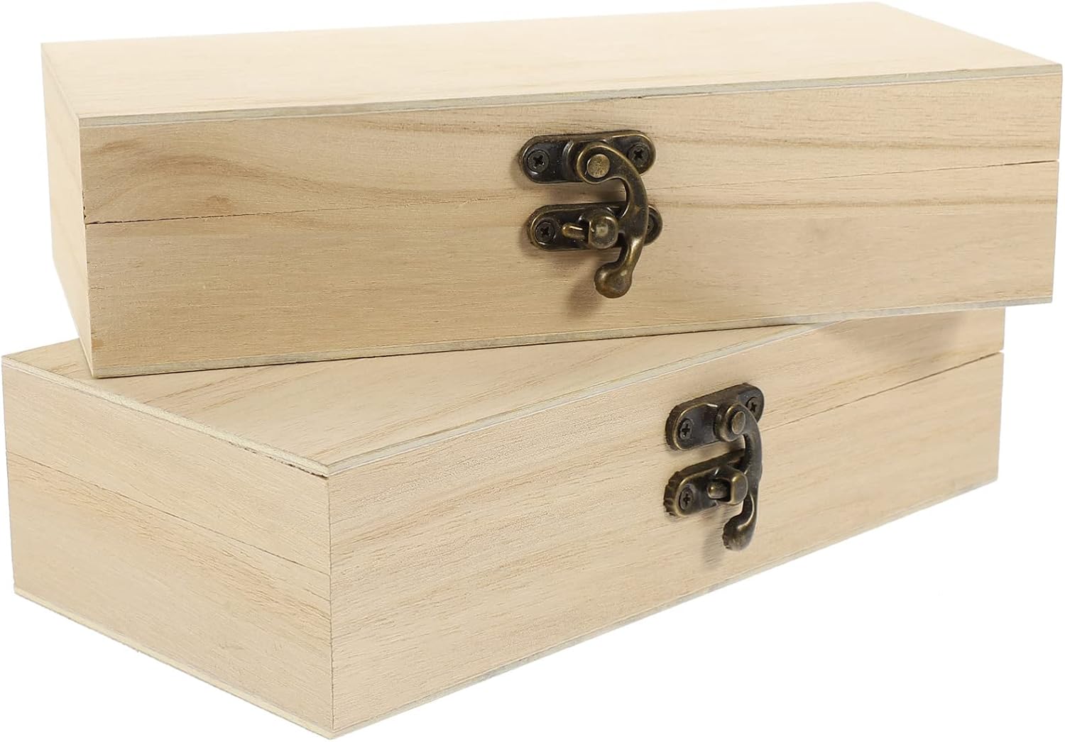 Amazon.com: EXCEART Wood Box 2 Pack Unfinished Wood Box, Rectangular ...