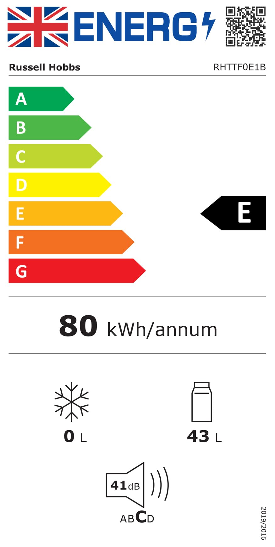 Russell Hobbs RHTTLF1B 43L Table Top F Energy Rating Fridge Black ...
