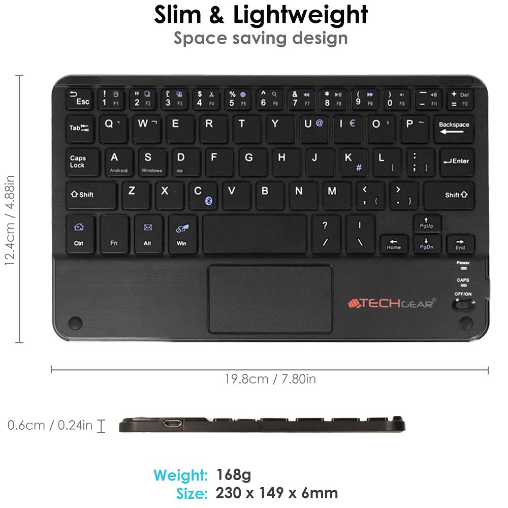 TECHGEAR [Active Strike Pro Mini Slim Bluetooth Wireless UK QWERTY ...