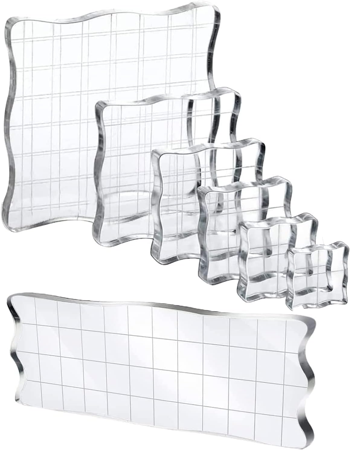 7 PCS Stamping Platform, Acrylic Stamp Block Clear Stamp Blocks ...