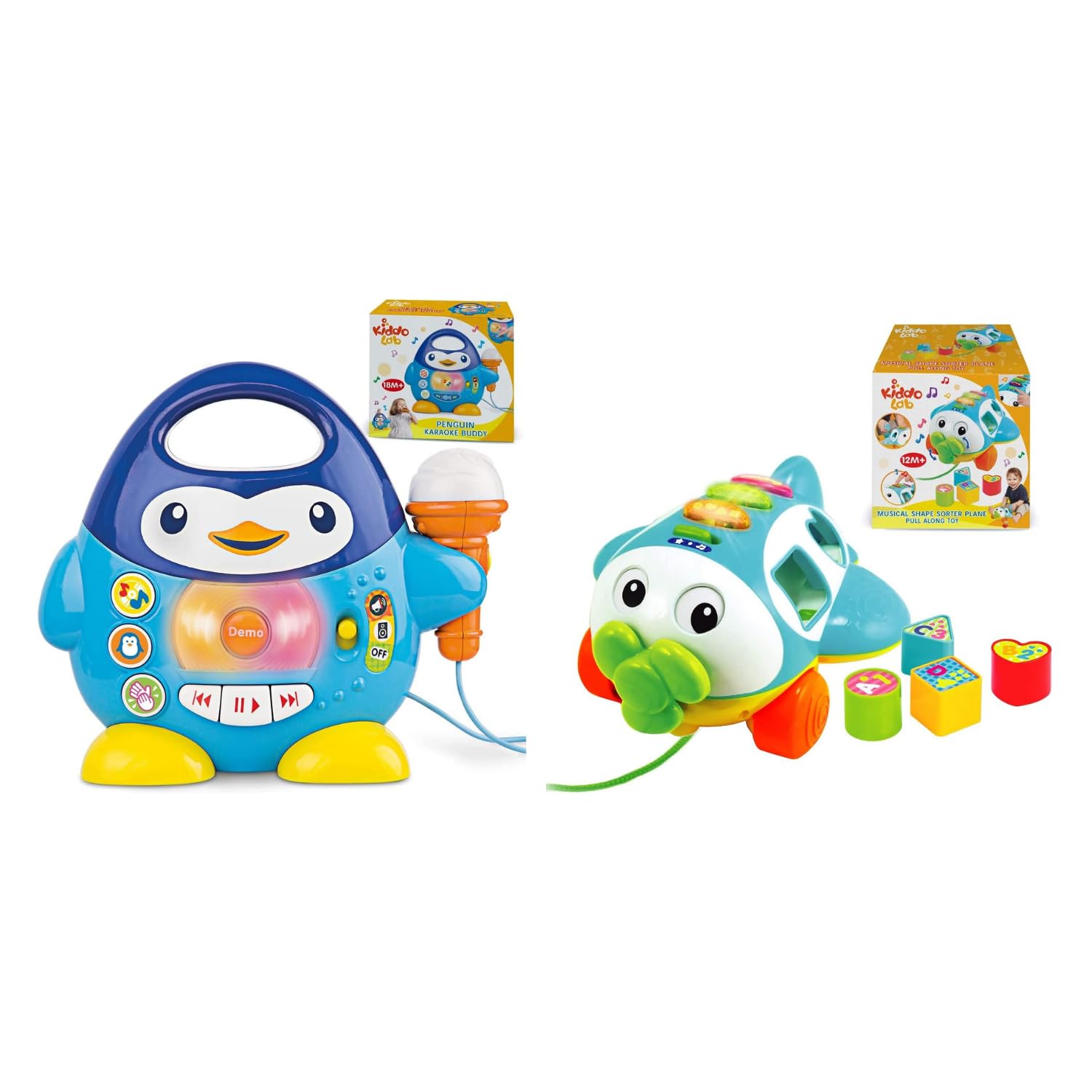 Amazon.com: KiddoLab Penguin Karaoke Buddy & Musical Shape Sorter Plane ...