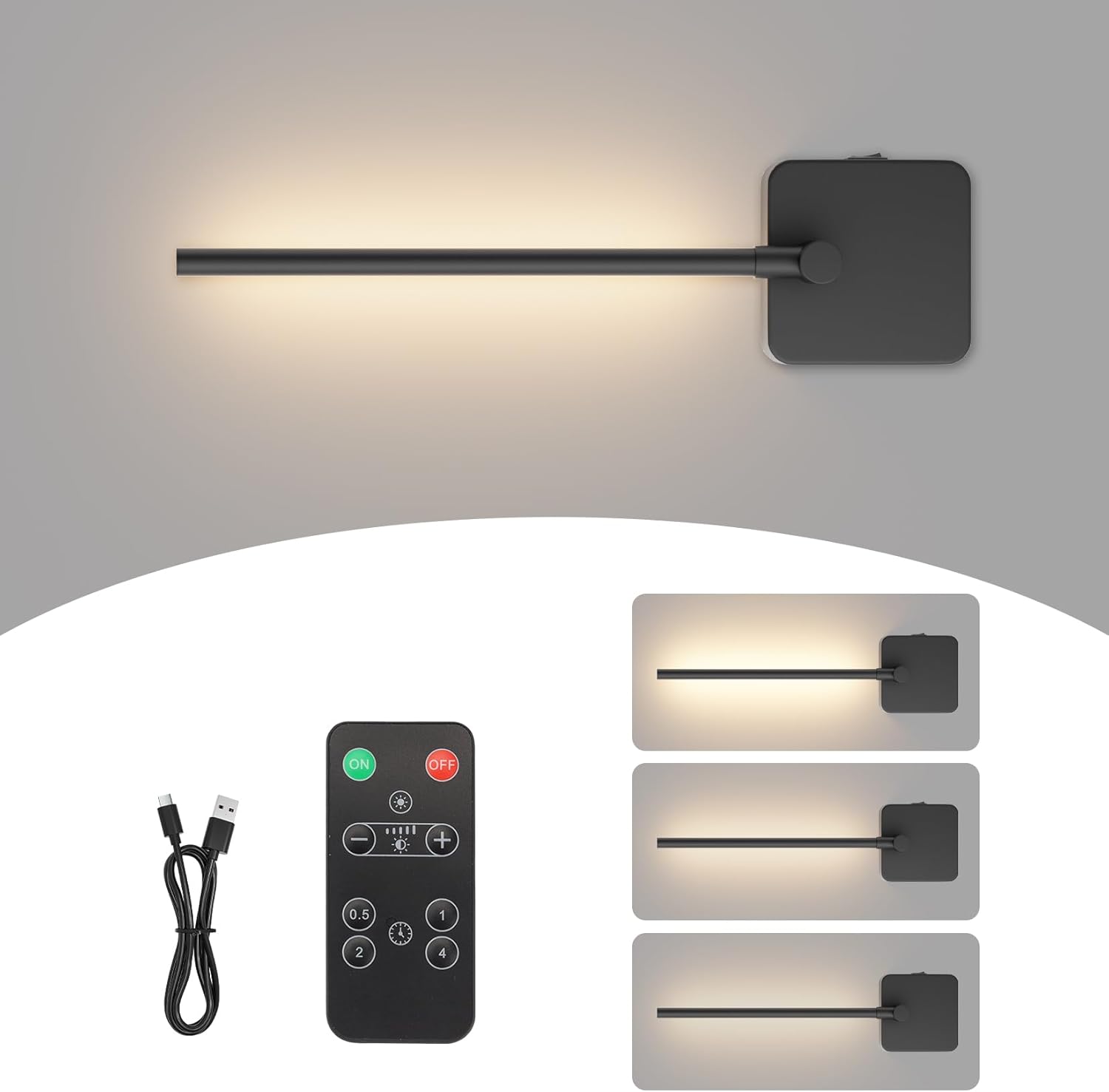 Tipace LED Wall Lights with Remote,Wall Sconces Lamp Rechargeable ...