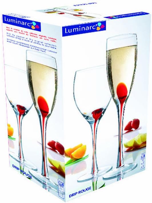 Luminarc Drip 2310104 Gläser-Set, Stielgläser und Sektflöten, Rot, 12 ...