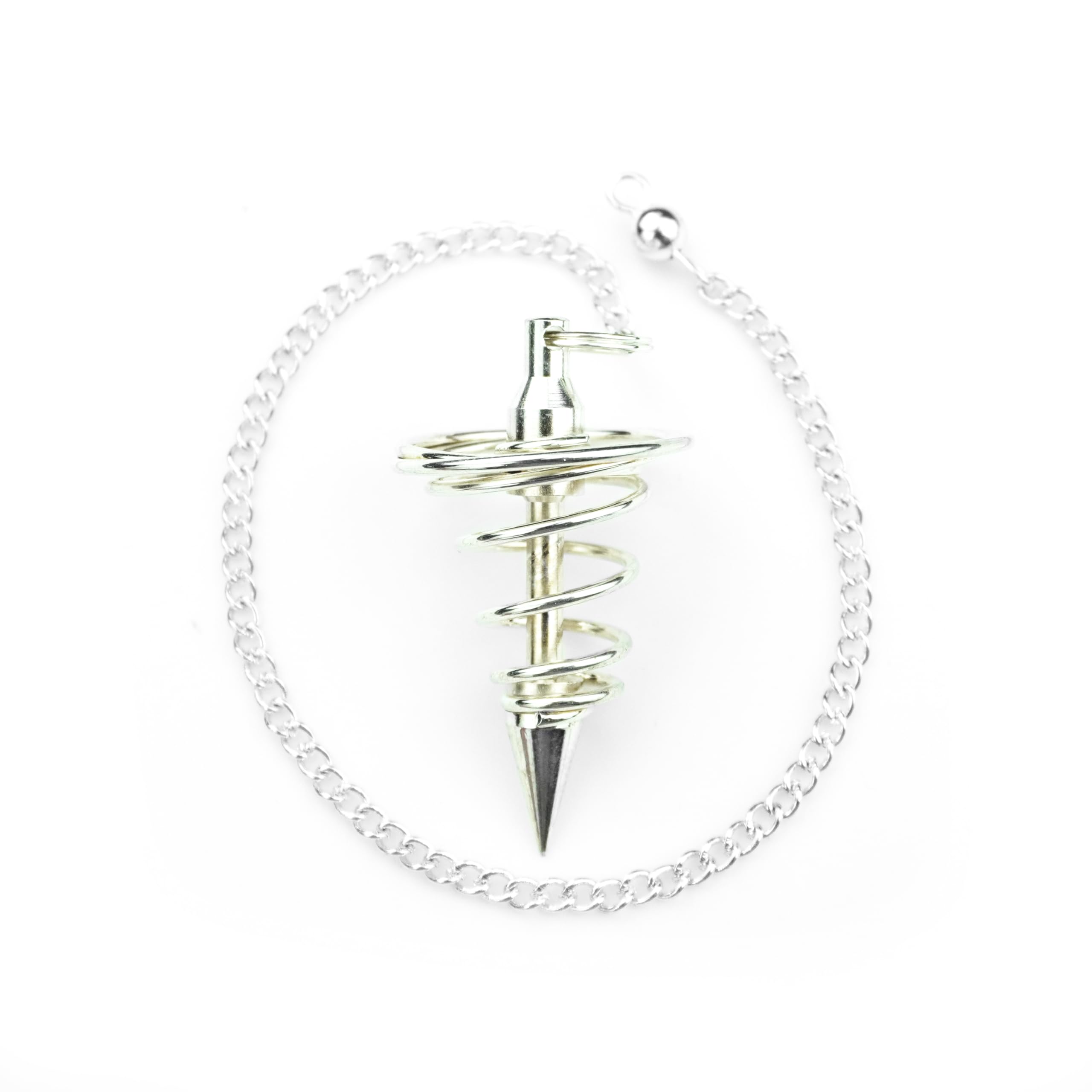 Buy REMEDYWALA Charged Energized Silver Color Spiral Pendulum with Long ...
