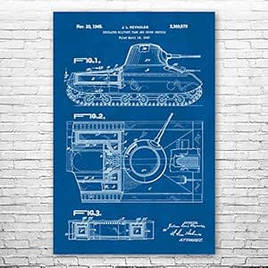 WW2 Tank Poster Print, World War 2 Art, Tank Blueprint, Military ...
