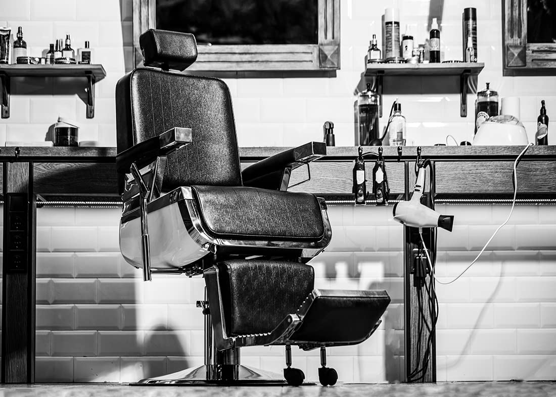 Snapklik.com : Fabric 10x8ft Retro Barber Chair Backdrop Barber Shop ...