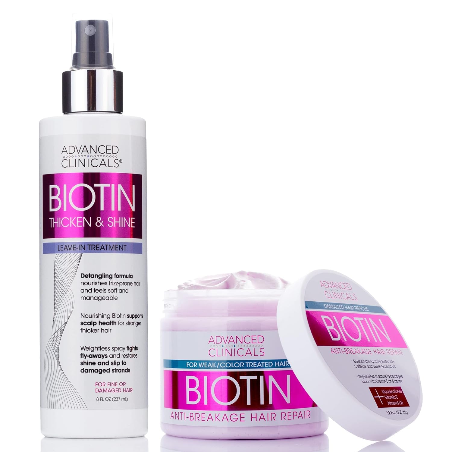 Amazon.com : Advanced Clinicals Biotin Hair Mask + Biotin Leave-In ...