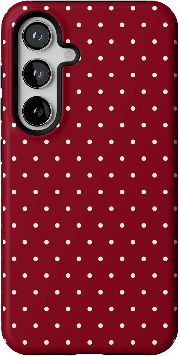 Amazon.com: Casely Galaxy S24 Case | On The Dot | Maroon Polka Dot ...