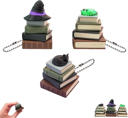 Amazon.com: Stack of Books Fidget Clicker Keychain, Enchanted Library ...