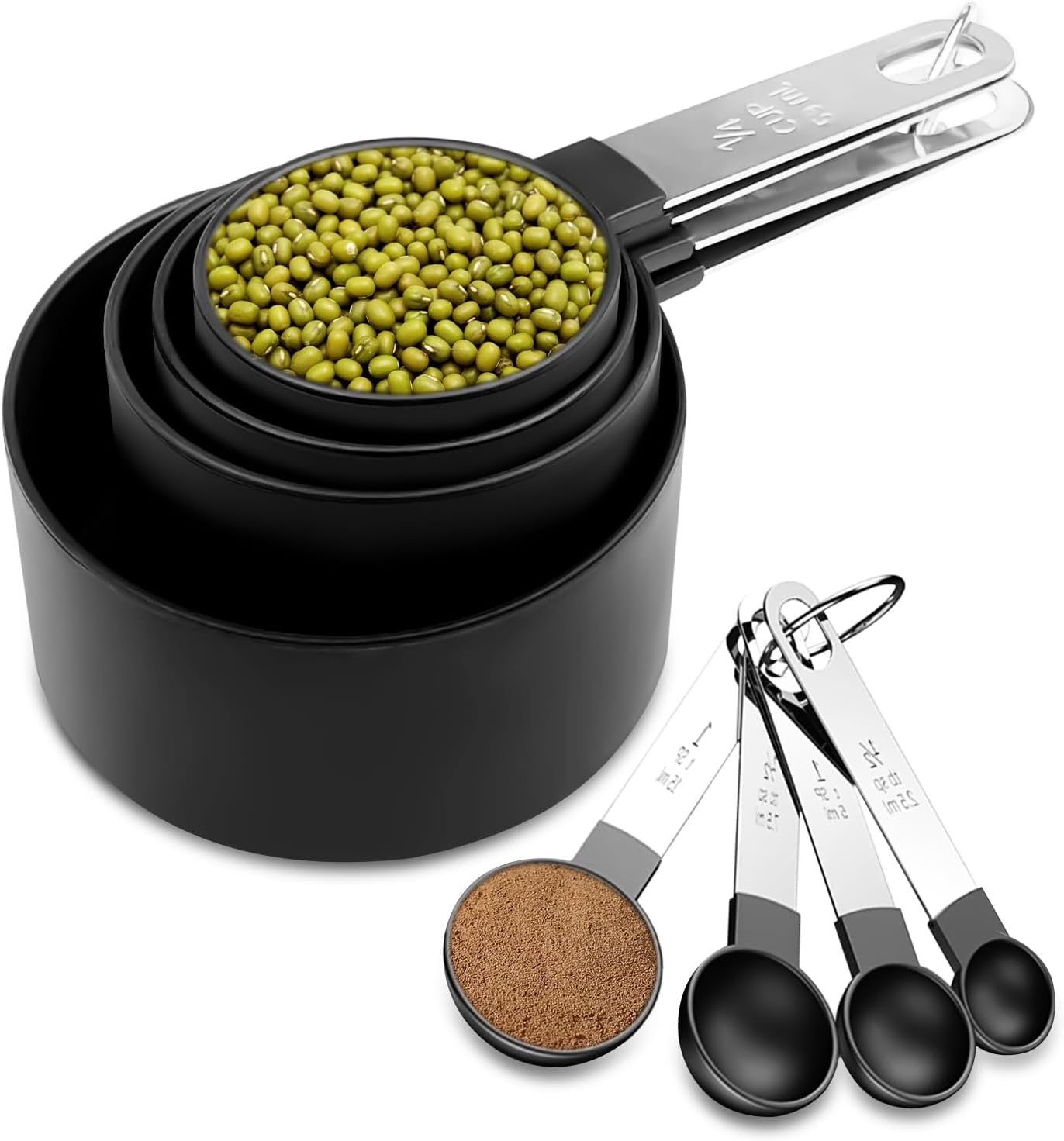 Fousenuk 8 piezas Tazas Medidoras, Juego de Tazas y Cucharas Medidoras ...