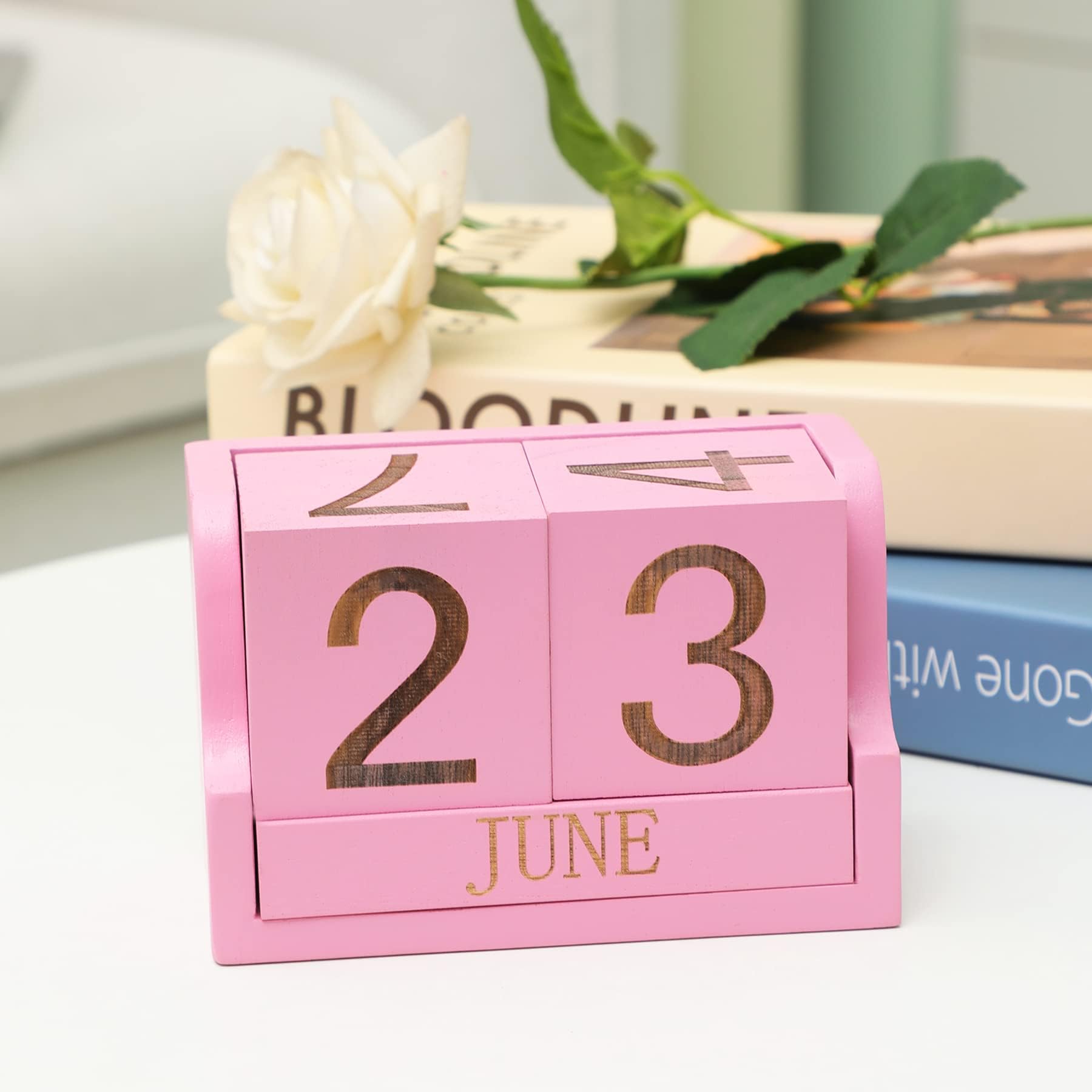Amazon.com : Vintage Wooden Calendar, Chic Blocks Desktop Perpetual ...