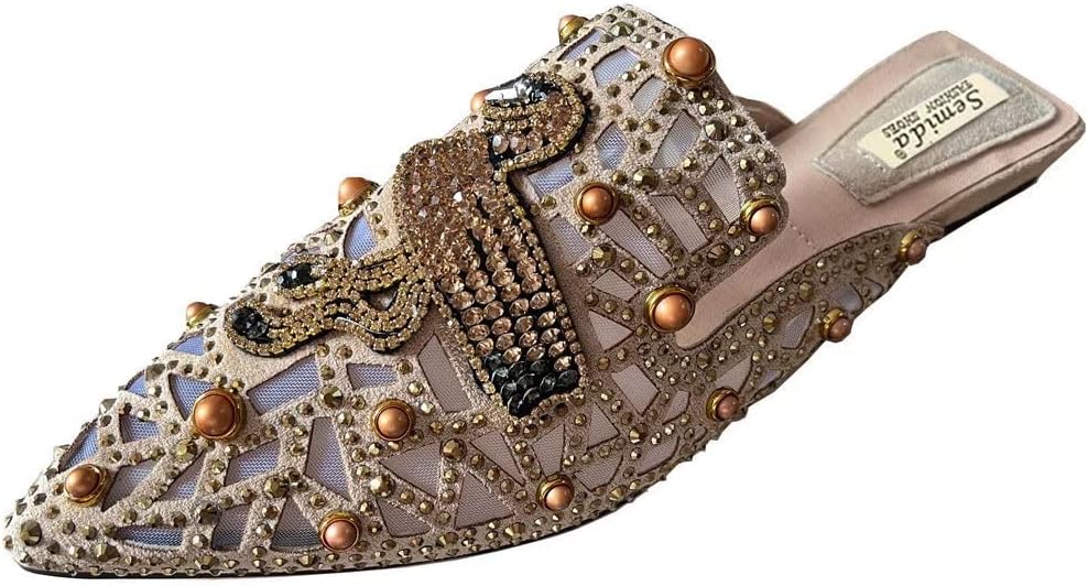 Harberd Flat Mules for Women Pointed-Toe Mules and Slides Backless Slip ...