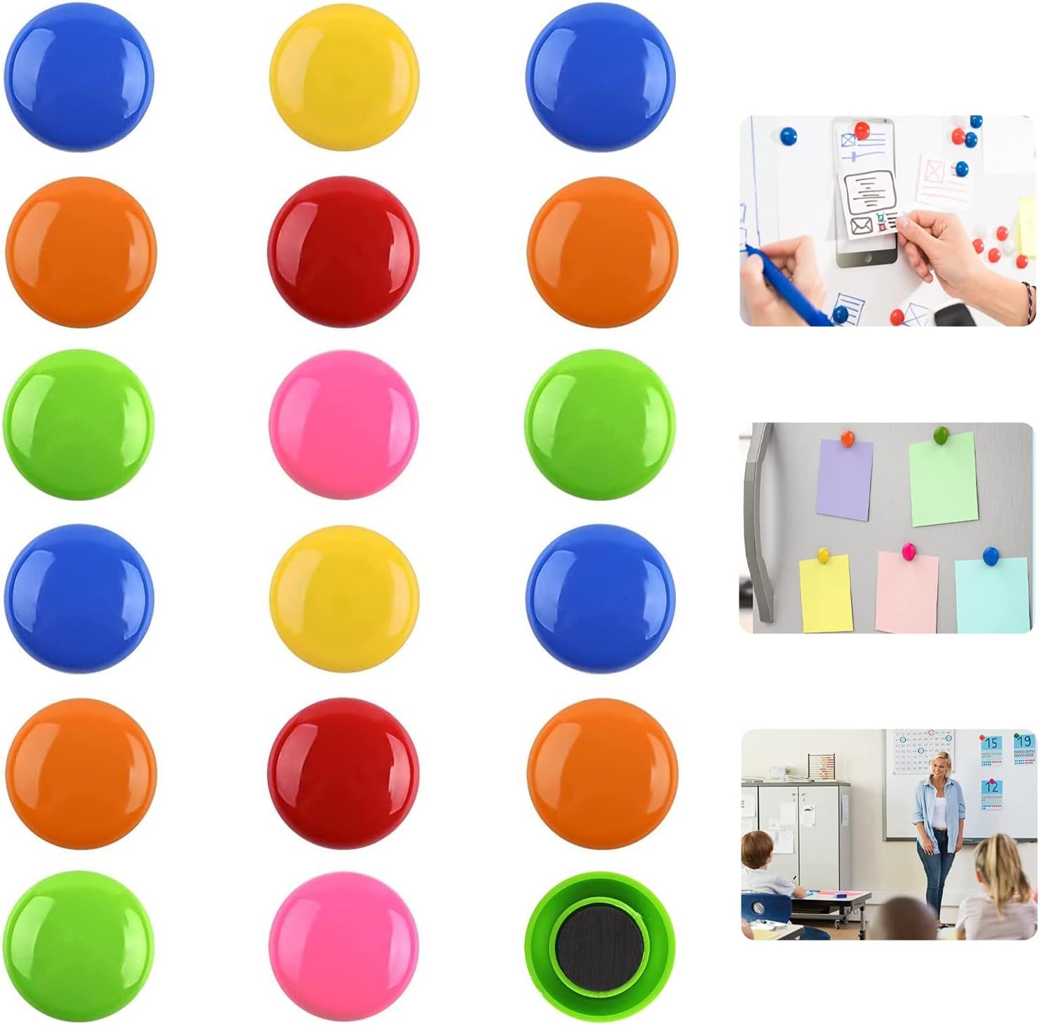 Amazon.com: Office Magnets, 12Pieces Colourful Notice Board Round ...