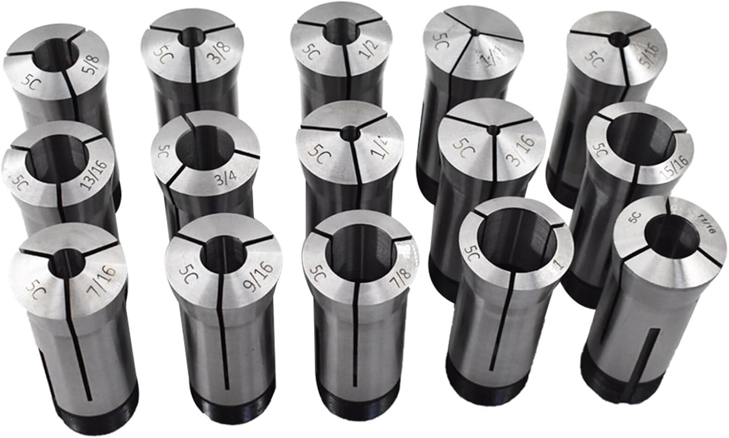 TINVHY 15-Pack Precision 5C Square Collet Set 1/8in-1in Mill Chuck ...