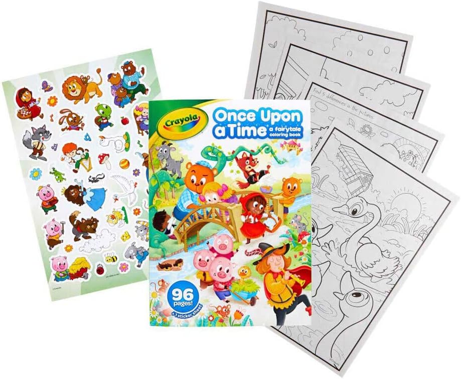 Crayola Fairy Tale Coloring Book with Stickers, 96 Coloring Pages, Gift ...