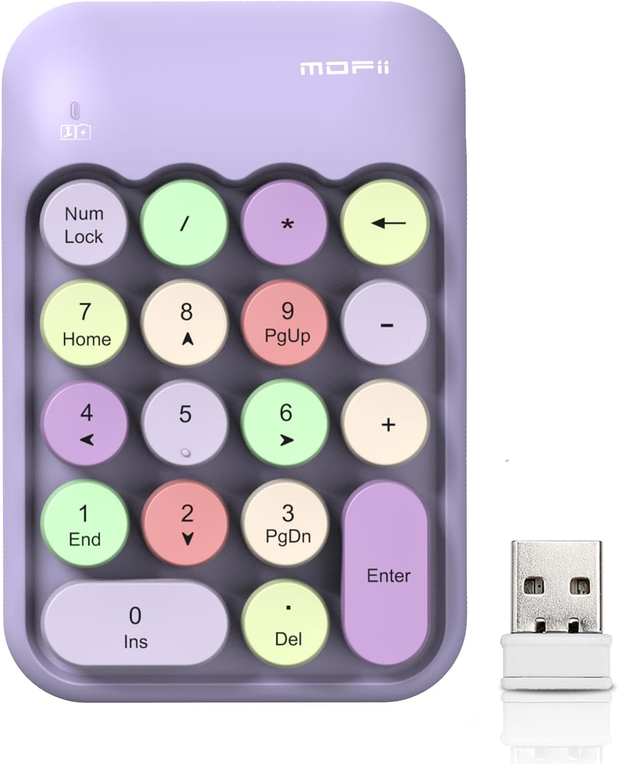 Cute Wireless Numeric Keypad with 2.4G USB Receiver, Colorful Round ...