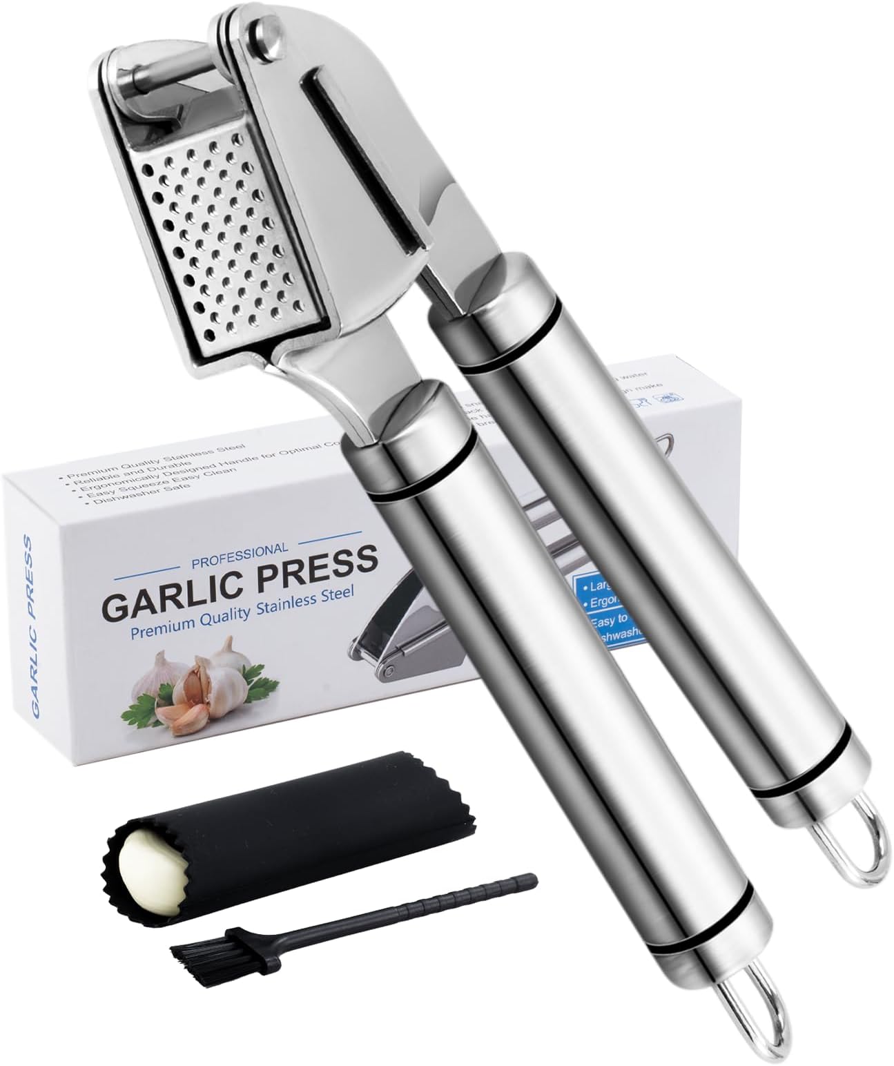 Amazon.com: Garlic Press, 304 Stainless Steel Garlic Mincer & Crusher ...