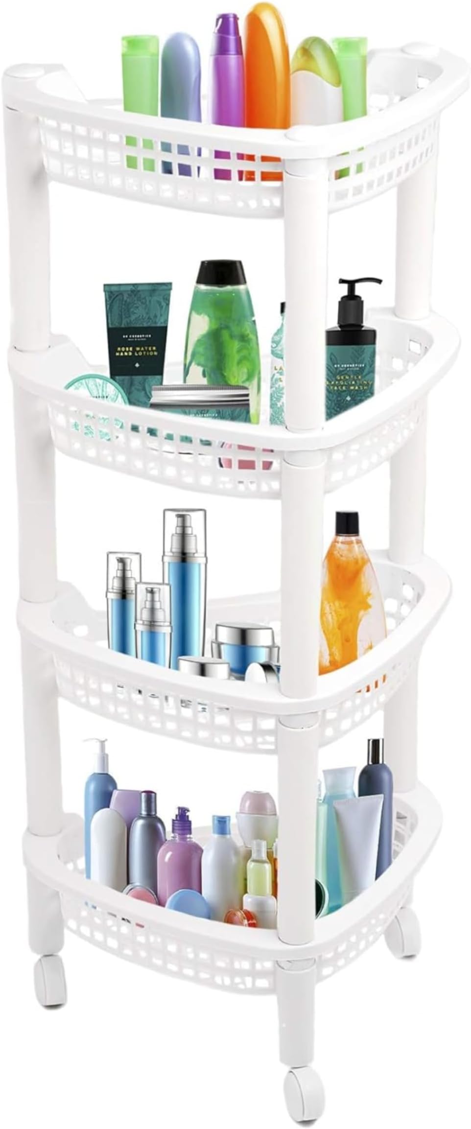 ALAYSTAR Plastic Sturdy 3 Tier Bathroom Rack - White Corner Shelf ...